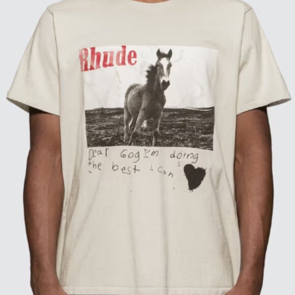 Rhude | Shirts | Rhude Cream Short Sleeve Tee With Graphic Print | Poshmark